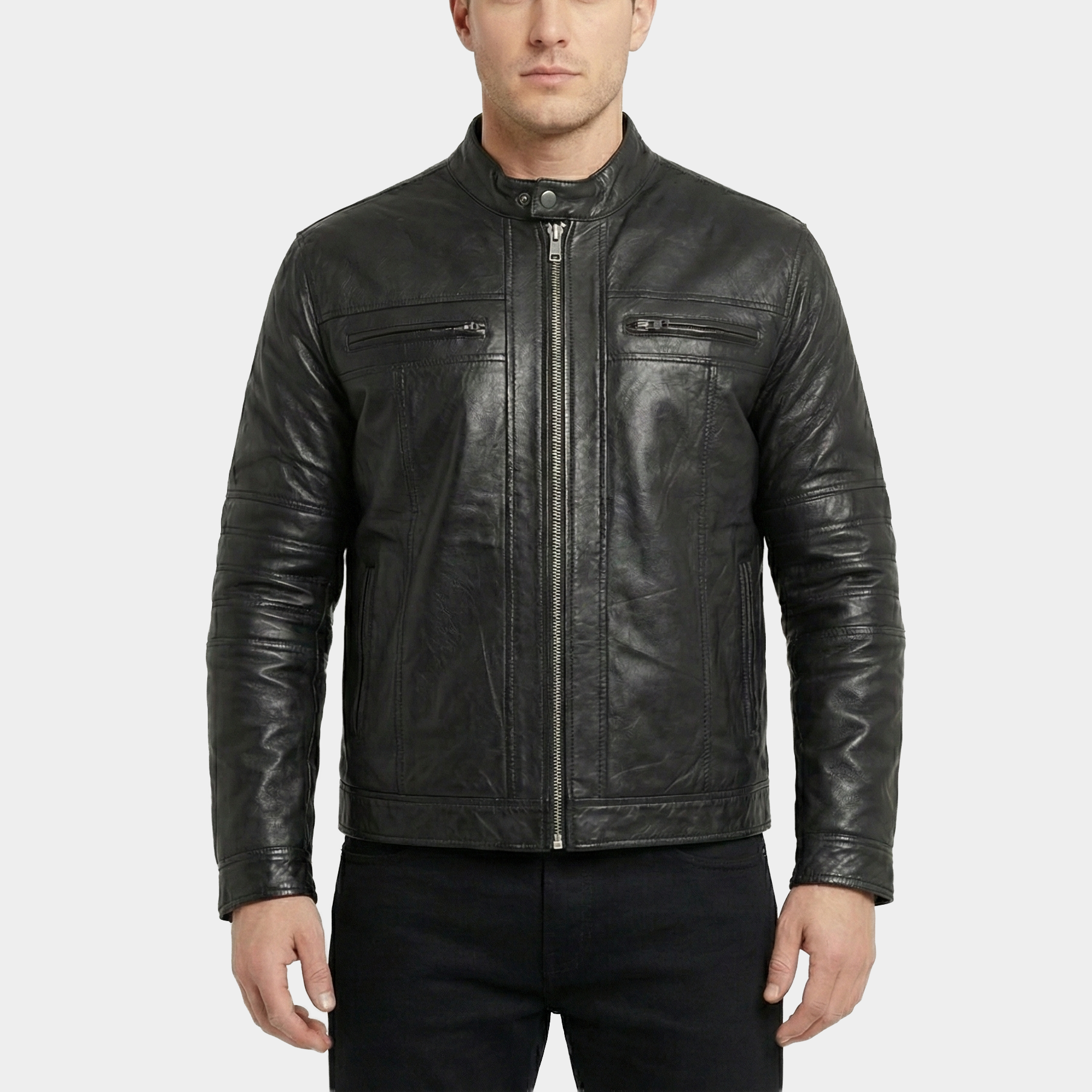 Dustin Black Leather Biker Jacket – Poshéle