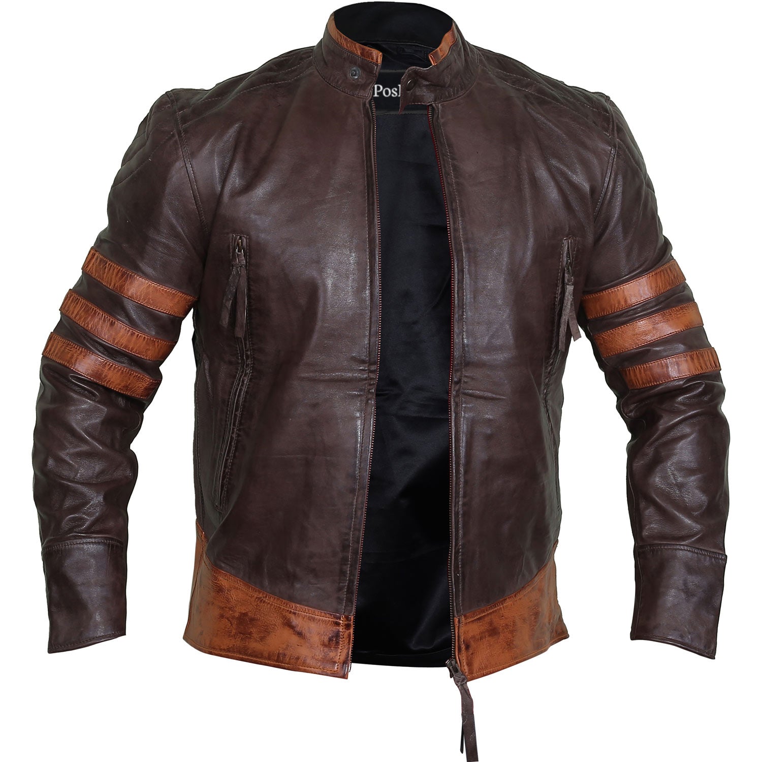 Denzel Brown Distressed Leather Biker Jacket – Poshéle